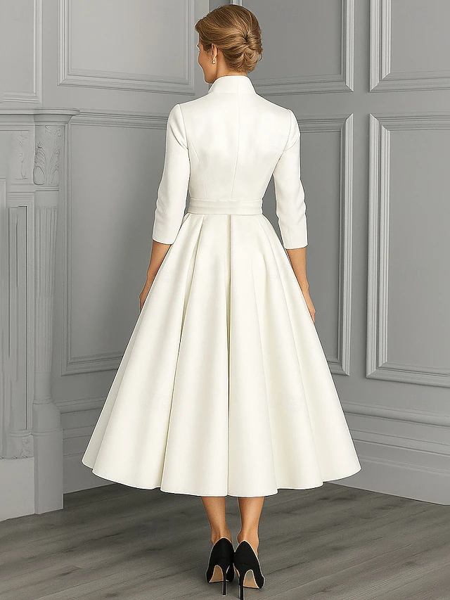 A-Line Robe de Fête Longueur Thé Robe Cocktail Robe d'Invité de Mariage ...