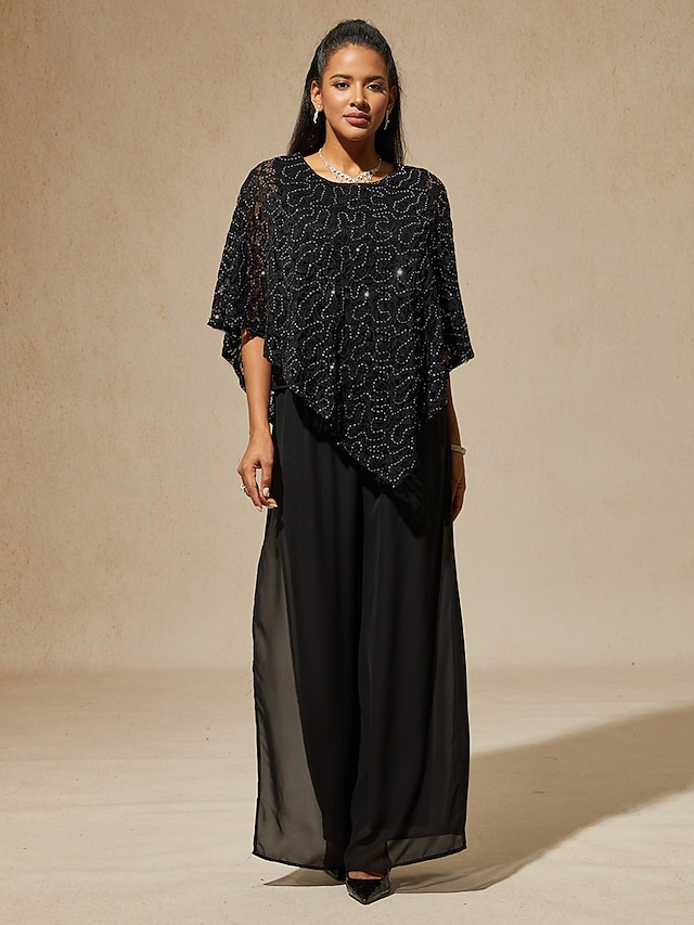 Women's Poncho Dressy Tops Lace Tops Evening Tops Sequins Lace Solid ...