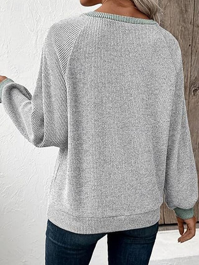 Damen Bluse Knöpfe Einfarbig Stilvoll Lässig Langarm V Ausschnitt ...