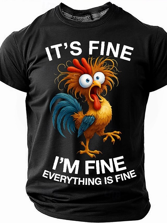 Men's Rooster Funny Slang T Shirt Short Sleeve T shirt 3D Print Crew ...