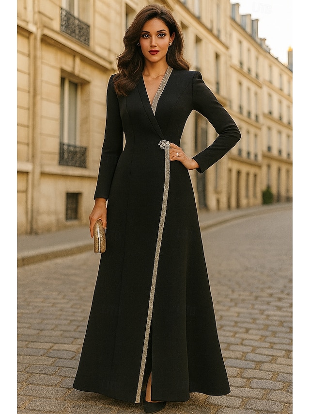 Women's Tuxedo Dress A-Line Wedding Formal 4-Way Stretch Fabric Elegant ...