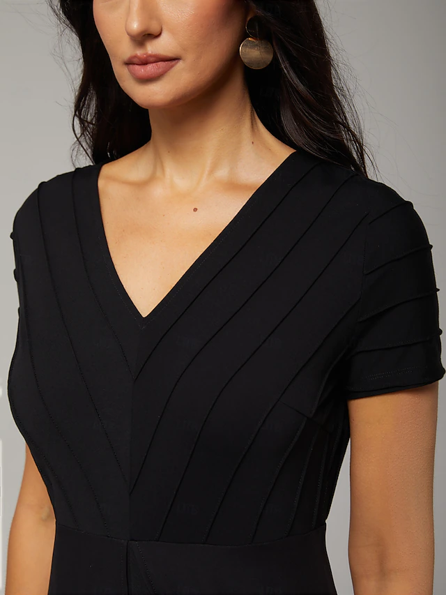 Women's Jumpsuit Black Tencel Chiffon Gradient Paneled Faux Two Piece ...