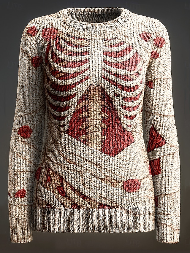 Women's Sweater Skeleton Fashion Casual Graphic Skeleton Crew Neck ...