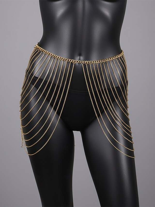 Women's Gold Multi-Layer Chain Belt - Sexy Dripping Waist Chain ...
