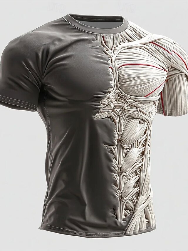 Men's Muscle Optical Illusion 3D Simulation T Shirt Short Sleeve T ...