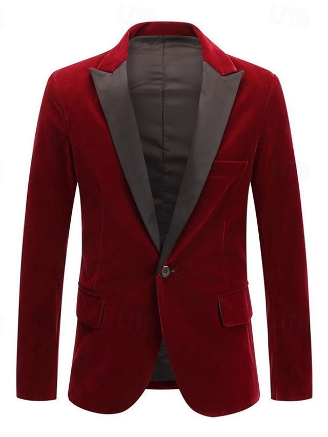 Men's Velvet Blazer Formal Casual Daily Pocket Fashion Leisure Fall ...