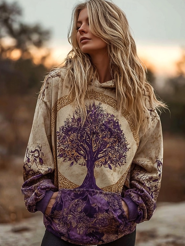 Women's Pullover Hoodie Sweatshirt Animal Tribal Vintage Casual Long ...