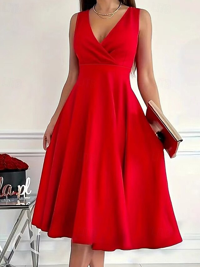 Women's Midi Dress Black Dress Party Dress Cocktail Dress Elegant ...