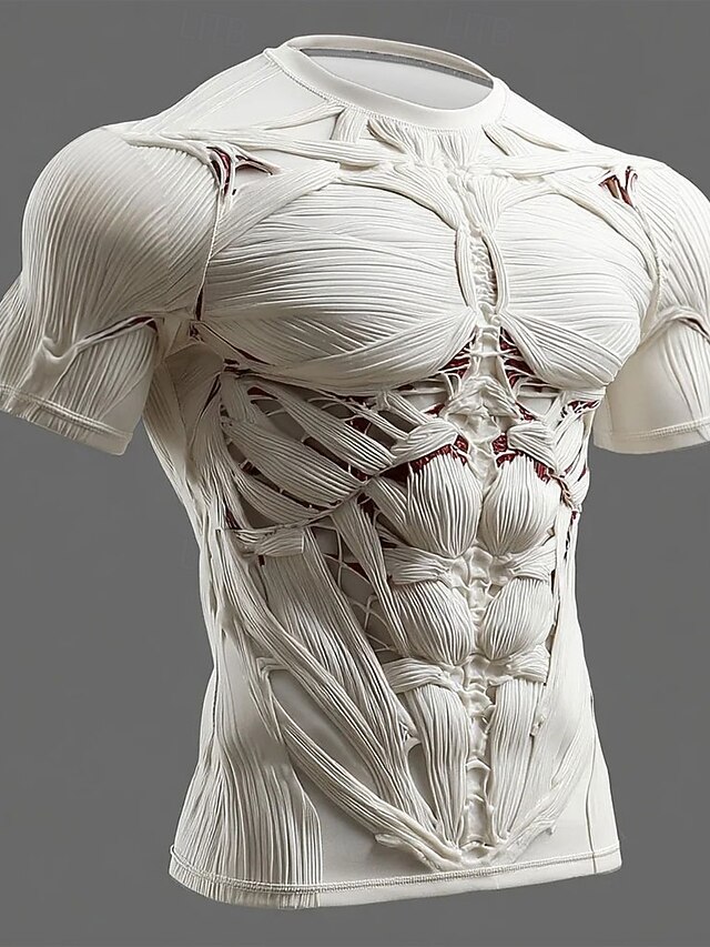 Men's Muscle Optical Illusion 3D Simulation T Shirt Short Sleeve T ...