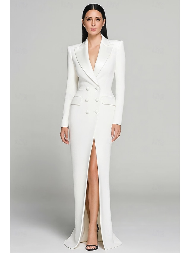 Women's Tuxedo Dress Sheath Column Wedding Formal Wedding Guest Satin 4 ...