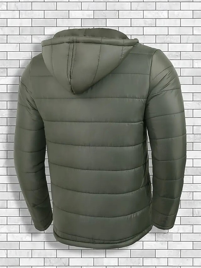 Men's Winter Coat Puffer Jacket Padded Jacket Pocket Polyster Vacation ...