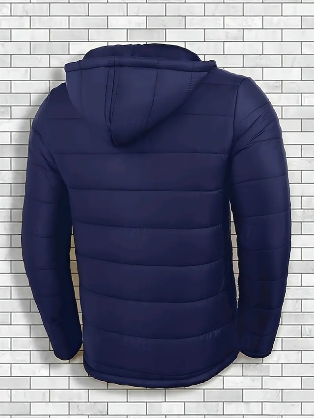 Men's Winter Coat Puffer Jacket Padded Jacket Pocket Polyster Vacation ...