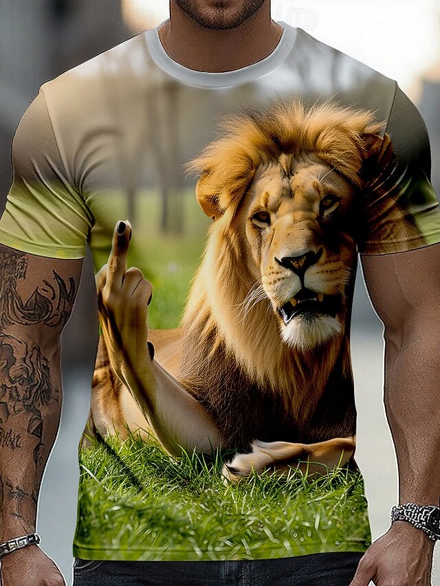 T-shirt homme humoristique avec lion faisant un doigt d'honneur ...
