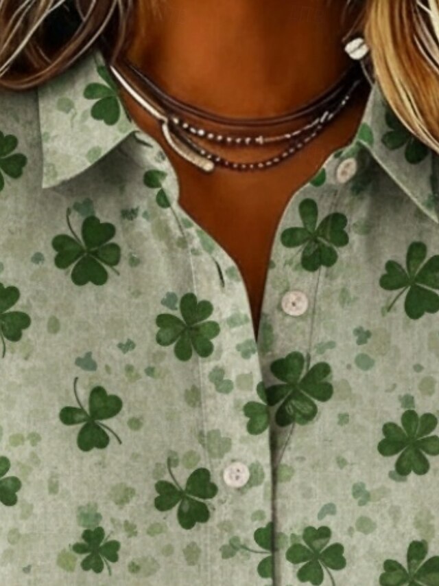 St. Patrick's Day Women's Shirt Shamrock Elegant Vintage Stylish Long ...