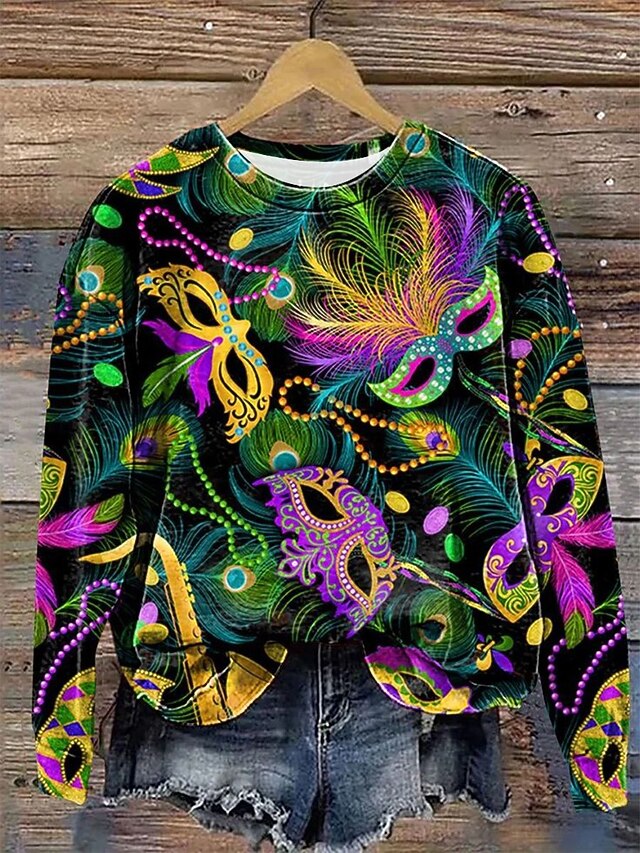 Women's Pullover Sweatshirt Graphic Abstract Casual Long Sleeve Crew ...