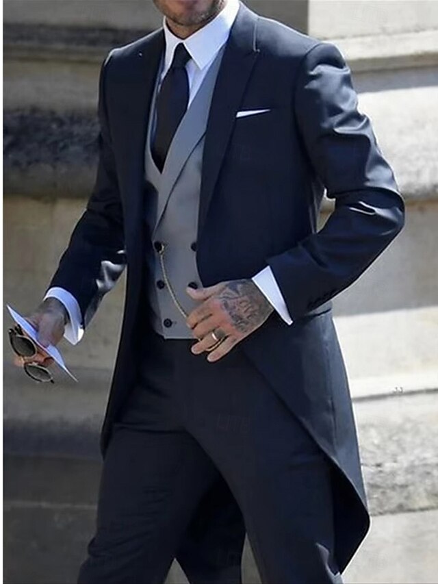Men's Tuxedos Winter Wedding Stage Dark Blue Spring, Fall, Winter ...