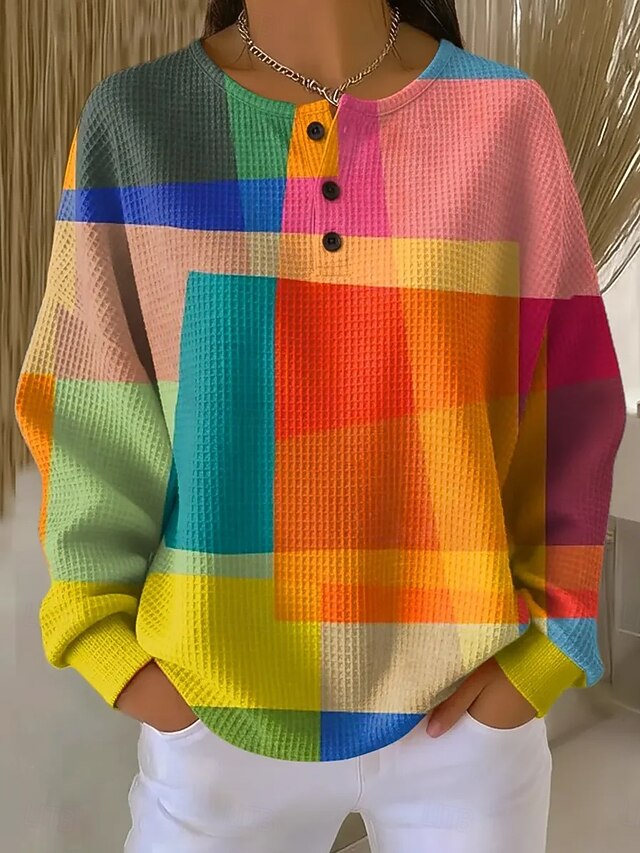 Women's Pullover Sweatshirt Graphic Geometric Fashion Casual Print Long ...