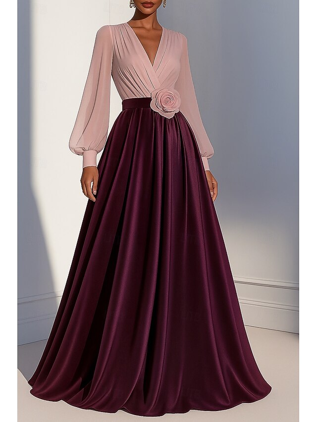 A-Line Floor Length Evening Gown Ball Gown Formal Dress Elegant Color ...