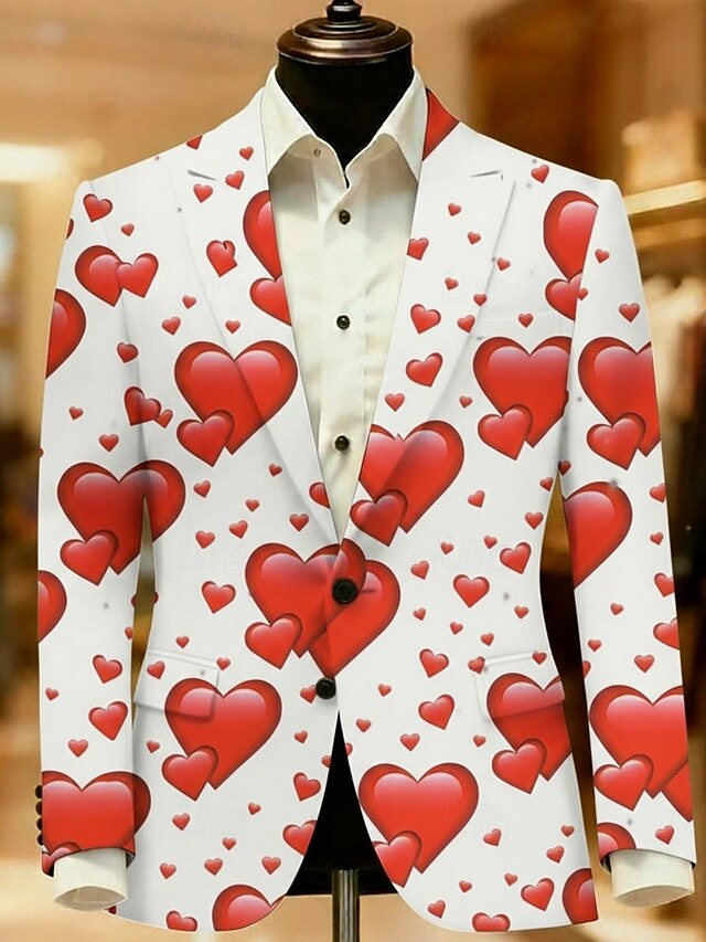 Valentine's Day Men's Heart Blazer Jacket Coat Comfortable Breathable ...