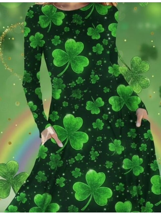 St. Paddy's Day Women's Midi Dress Casual Dress Swing Dress Elegant ...