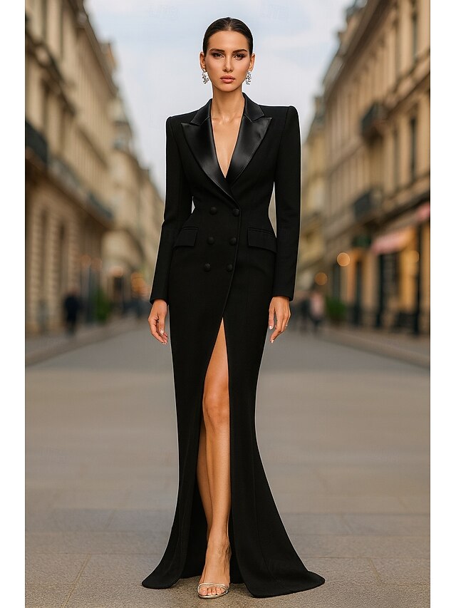 Women's Tuxedo Dress Sheath Column Wedding Formal Wedding Guest Satin 4 ...