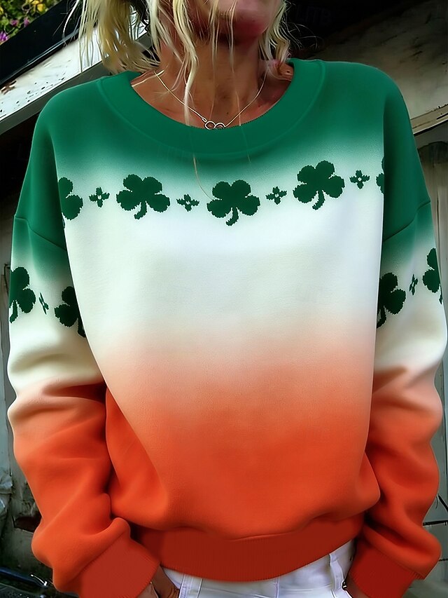 St. Patrick's Day Women's Pullover Sweatshirt Graphic Shamrock Casual ...
