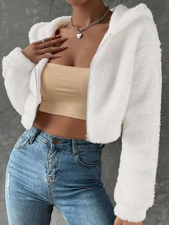 Women's Winter Coat Sherpa Jacket Teddy Coat Warm Full Zip Fashion ...