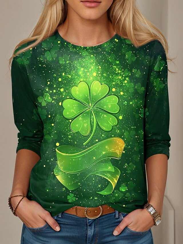 St. Patrick's Day Women's Lucky T Shirt Graphic Shamrock Vintage ...