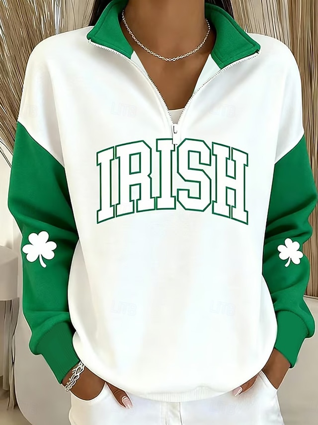 St Patrick's Day Lucky Women's Pullover Sweatshirt Graphic Shamrock ...