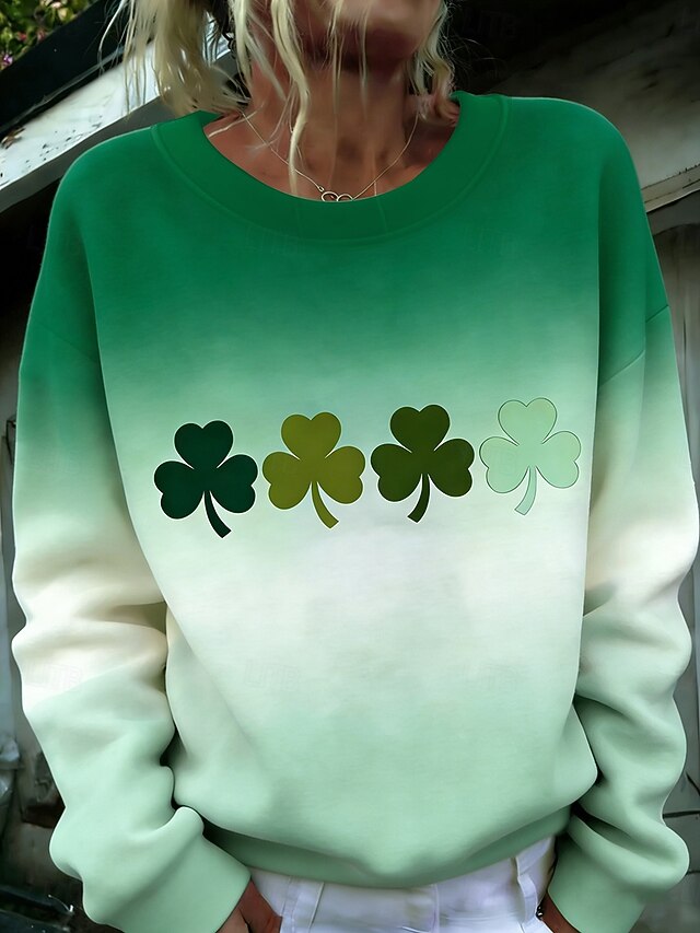 St. Patrick's Day Women's Pullover Sweatshirt Graphic Shamrock Casual ...