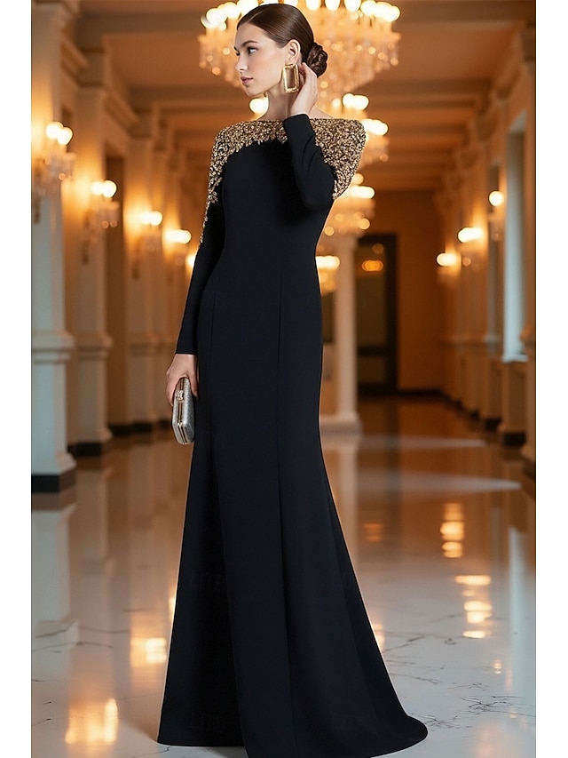 A-Line Floor Length Formal Dress Evening Gown Evening Gown Elegant ...