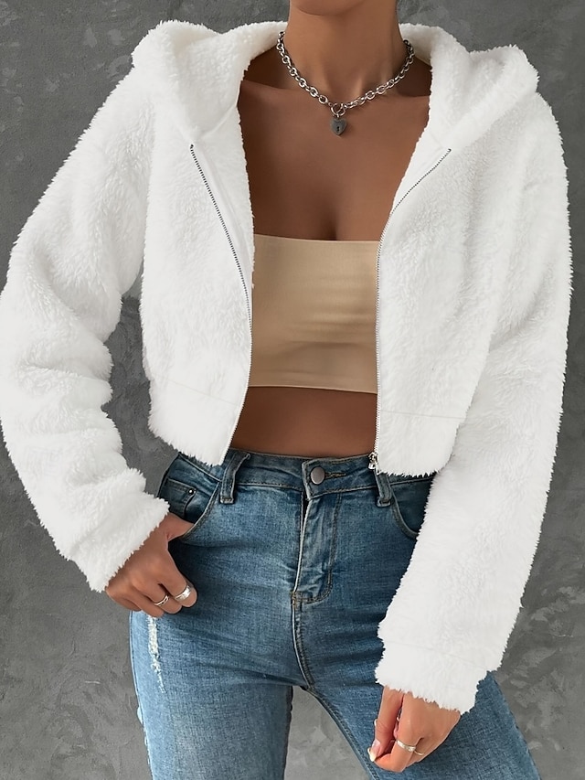 Women's Winter Coat Sherpa Jacket Teddy Coat Warm Full Zip Fashion ...