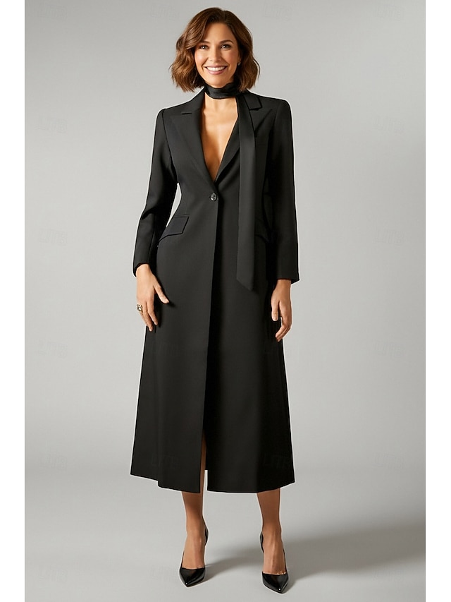 Women's Tuxedo Dress A-Line Business Formal Wedding Guest Stretch ...