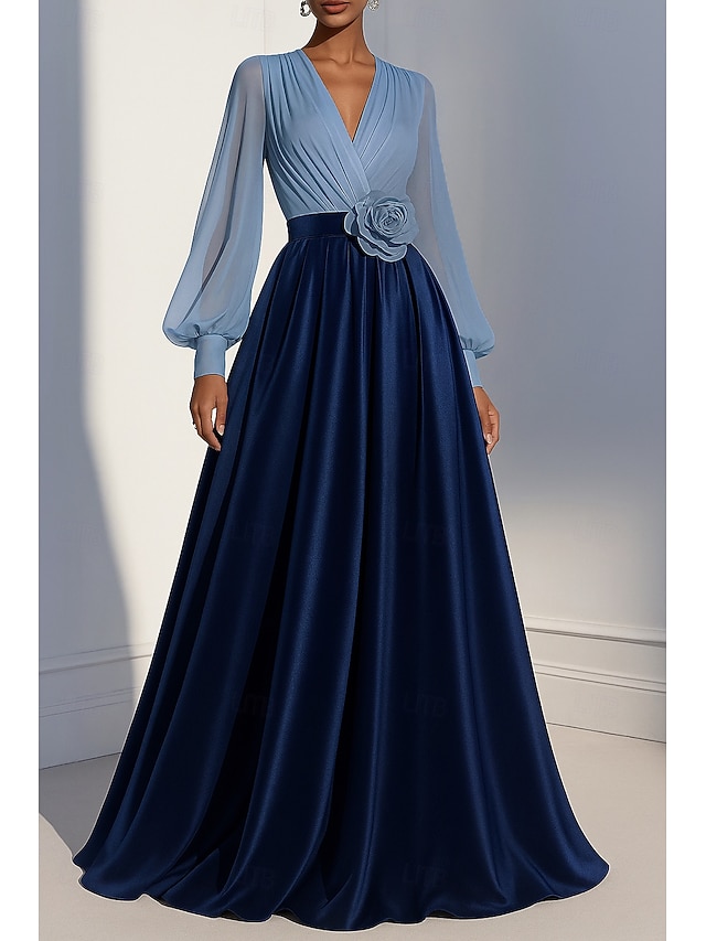 A-Line Floor Length Evening Gown Ball Gown Formal Dress Elegant Color ...