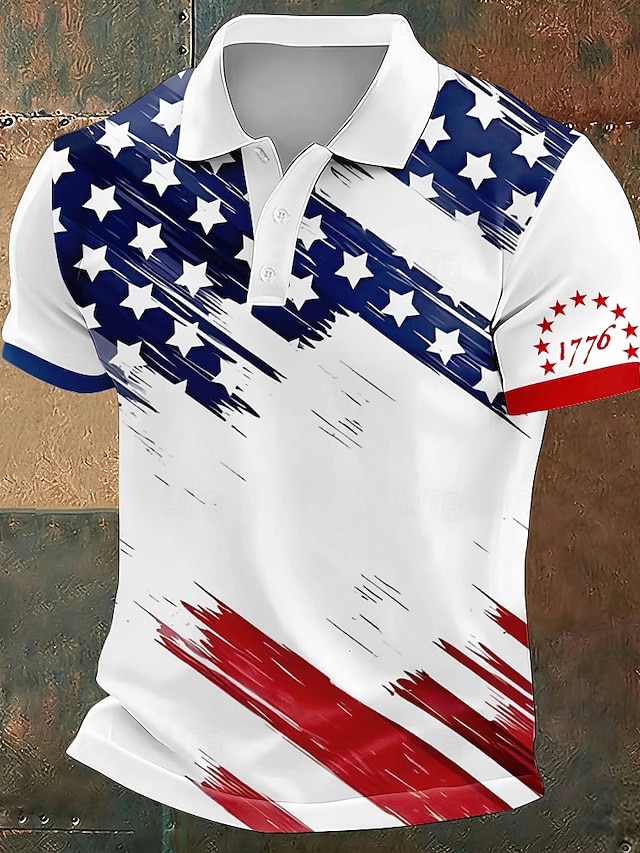 4th of July 2026 250th Men's American US Flag Polo Short Sleeve Polo ...
