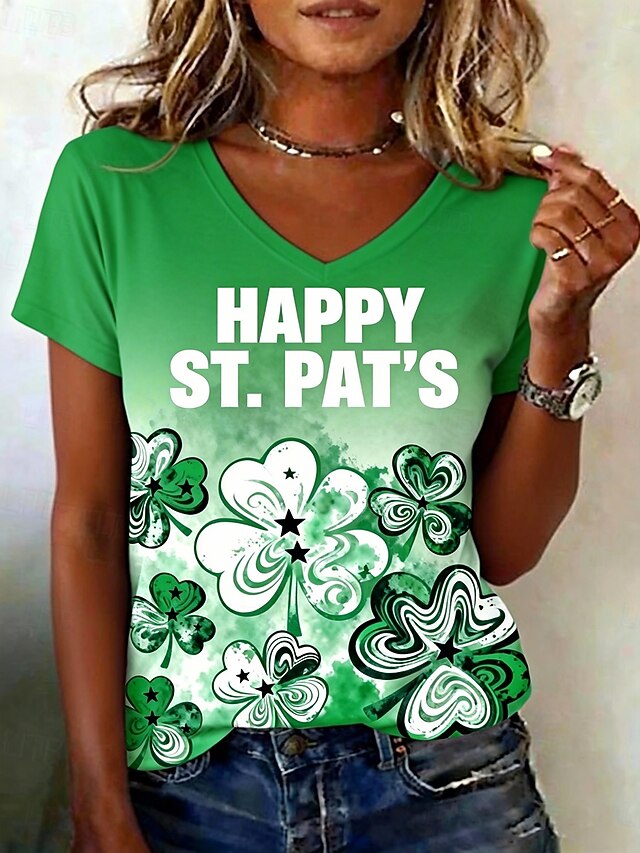 Fête de la St. Patrick Femmes T-shirt Imprimé Trèfle Élégant Classique ...