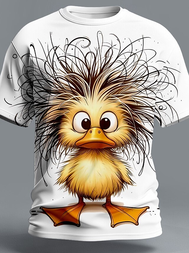 Mens Funny Messy Hair Duck T Shirt Big Eyes Cute Duckling Graphic Tees ...