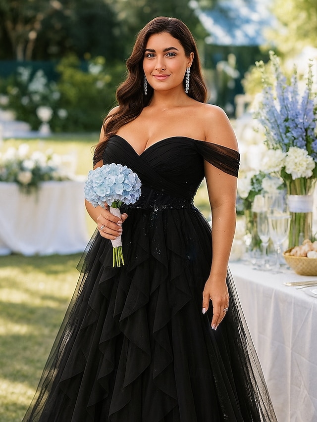 A-Line Floor Length Prom Dress Party Dress Cocktail Dress Short Sleeve ...