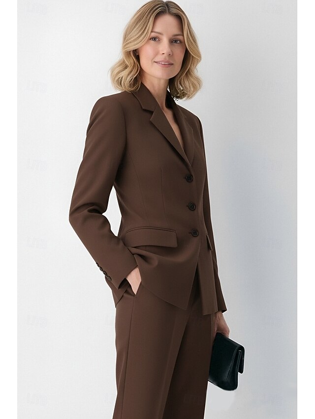 Women's 2 Pieces Suits Fit & Flare Separates Office Work Formal Stretch ...
