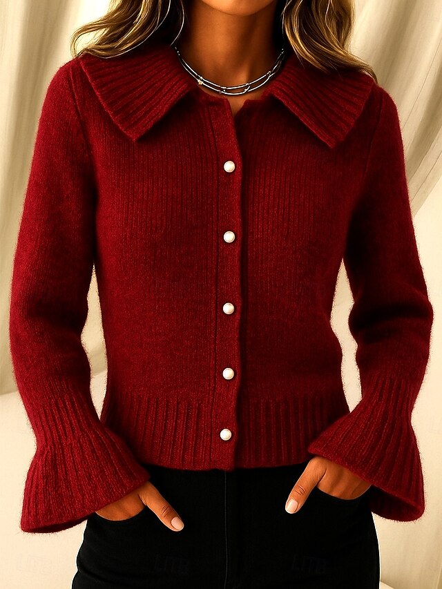Femmes Pull Cardigan Élégant Mode Streetwear Couleur Unie Col de ...