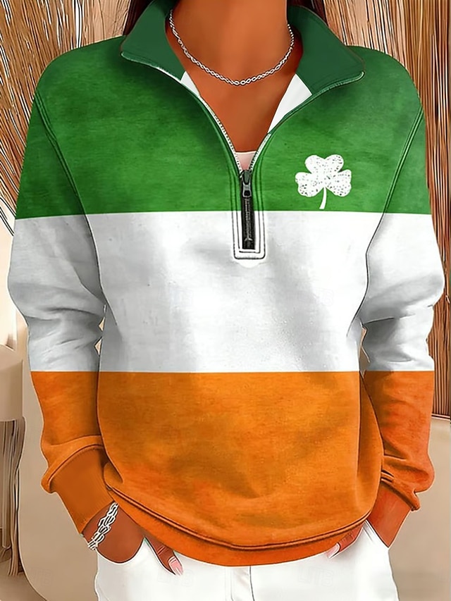 St Patrick's Day Lucky Women's Pullover Sweatshirt Graphic Shamrock ...