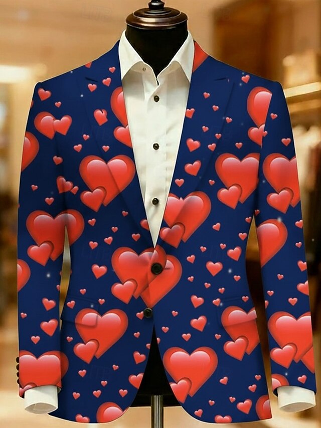 Valentine's Day Men's Heart Blazer Jacket Coat Comfortable Breathable ...