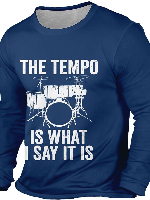 Men's Music Funny Slang T Shirt Long Sleeve T shirt 3D Print Crew Neck ...