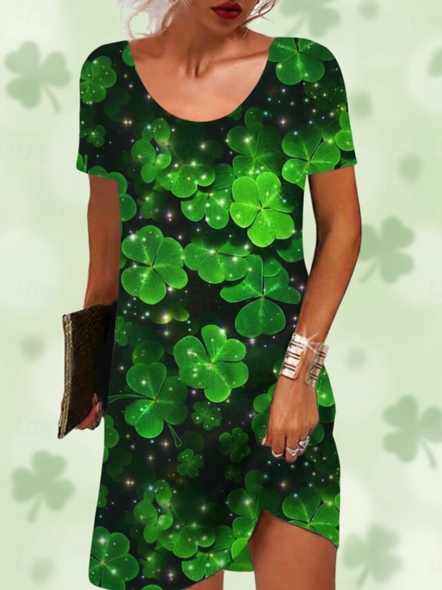 St. Paddy's Day Women's Mini Dress Casual Dress T Shirt Dress Tee Dress ...
