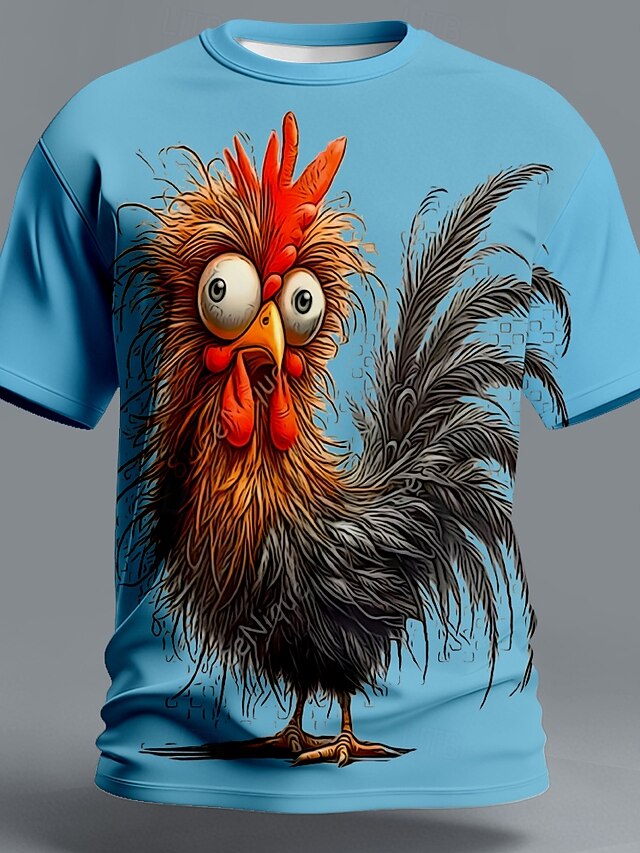 Mens Funny Crazy Rooster T Shirt Big Eyes Chicken Graphic Tees Short ...