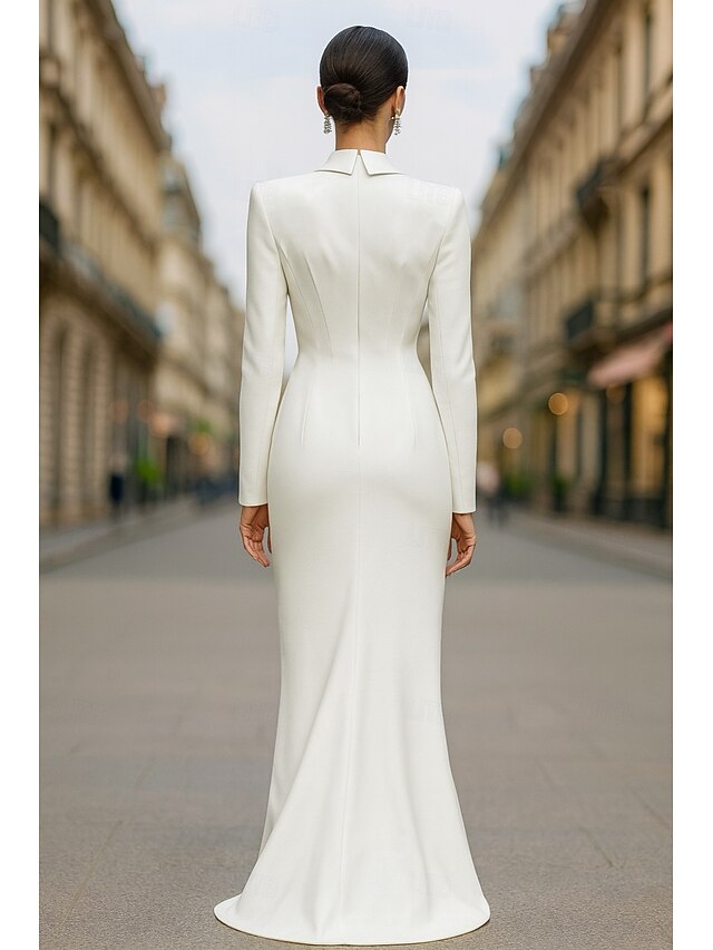 Women's Tuxedo Dress Sheath Column Wedding Formal Wedding Guest Satin 4 ...
