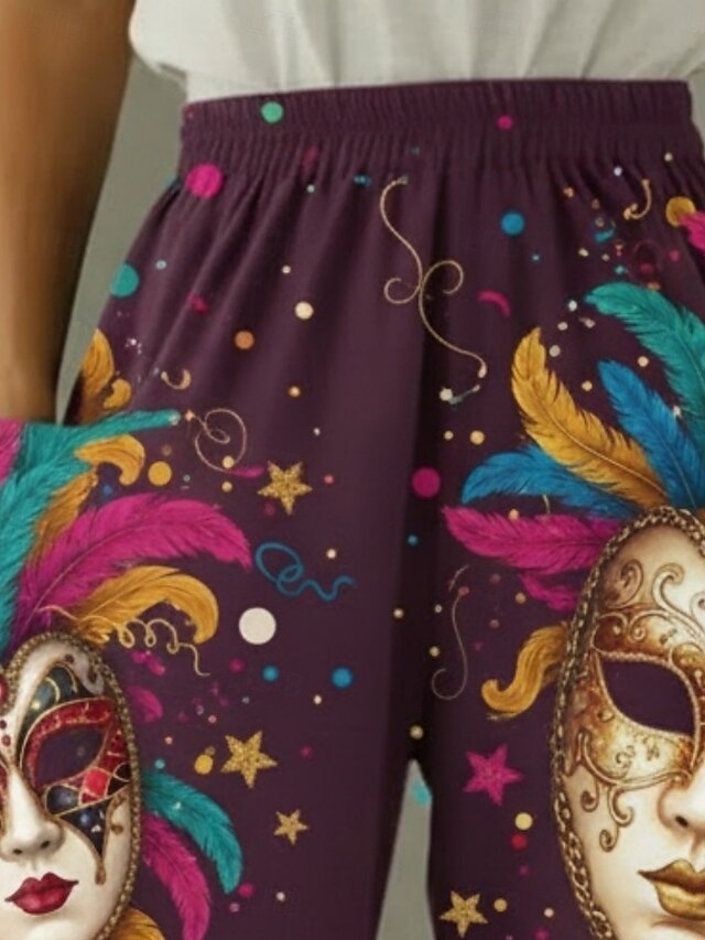 Carnival Women's Wide Leg Pants Trousers Vacation Vintage Ethnic Style ...