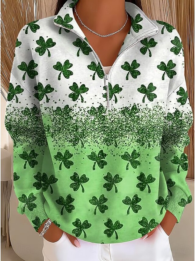 St Patrick's Day Lucky Women's Pullover Sweatshirt Graphic Shamrock ...