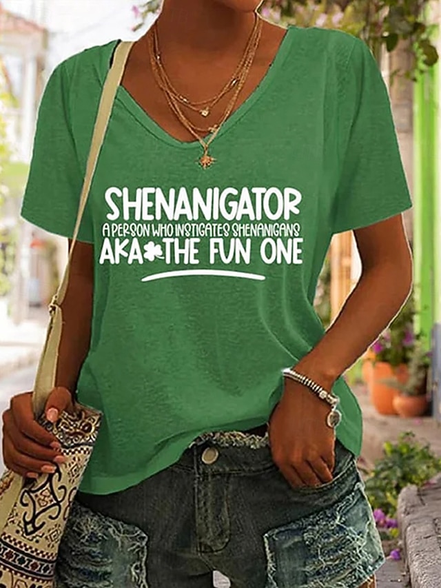 St. Patrick Women's T Shirt Graphic Letter Stylish Classic Casual Short ...