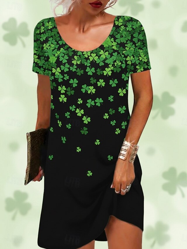 St. Paddy's Day Women's Mini Dress Casual Dress T Shirt Dress Tee Dress ...